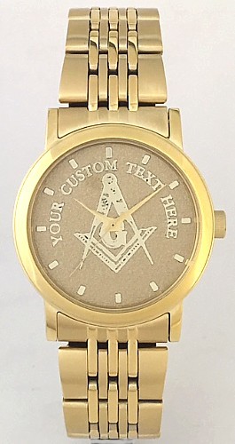 CITIZEN BRAND CUSTOM MASONIC MEDALLION DIAL WATCH - ALL GOLD FINISH ...