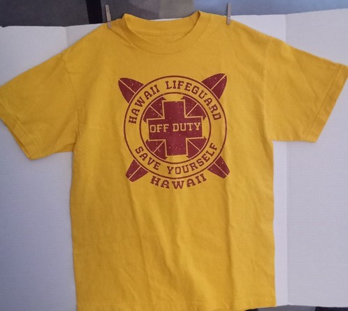 Hawaii Lifeguard Off Duty Save Yourself Yellow T-shirt Size Medium | eBay