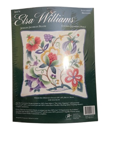 Elsa Williams Jeweled Jacobean Pillow Crewel Embroidery Kit 14" 00478 NEW | eBay