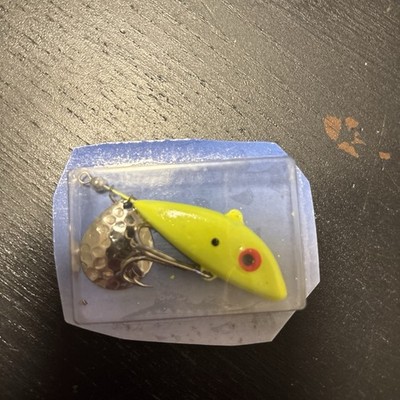 Vintage Mann's Little George Fishing Lure Fluorescent Yellow Silver ...