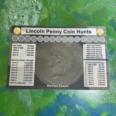 Lincoln Penny Coin Hunts Cent Hunting Mat Rob Finds Treasure Roll Box ...