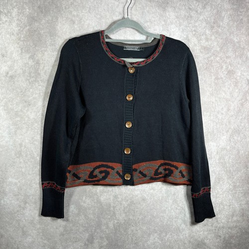 Peruvian Connection Cardigan Sweater Womens Large Black Knit Button ...