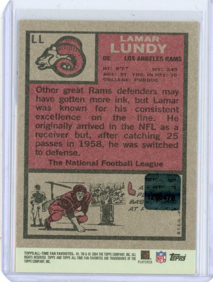 2004 Topps Archives Football All Time Fan Favorites Autograph #LL Lamar ...