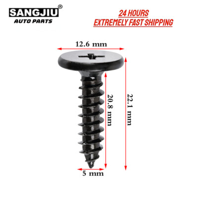 Honda HRV Civic Clarity Bumper Flat Head Tapping Screw | 10Pcs | Black ...