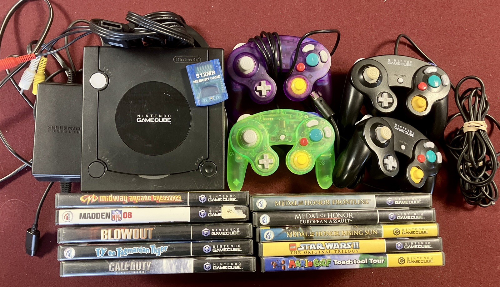 Nintendo Gamecube Console Bundle w/ 10 Games 4 Controllers & Mem Card ...