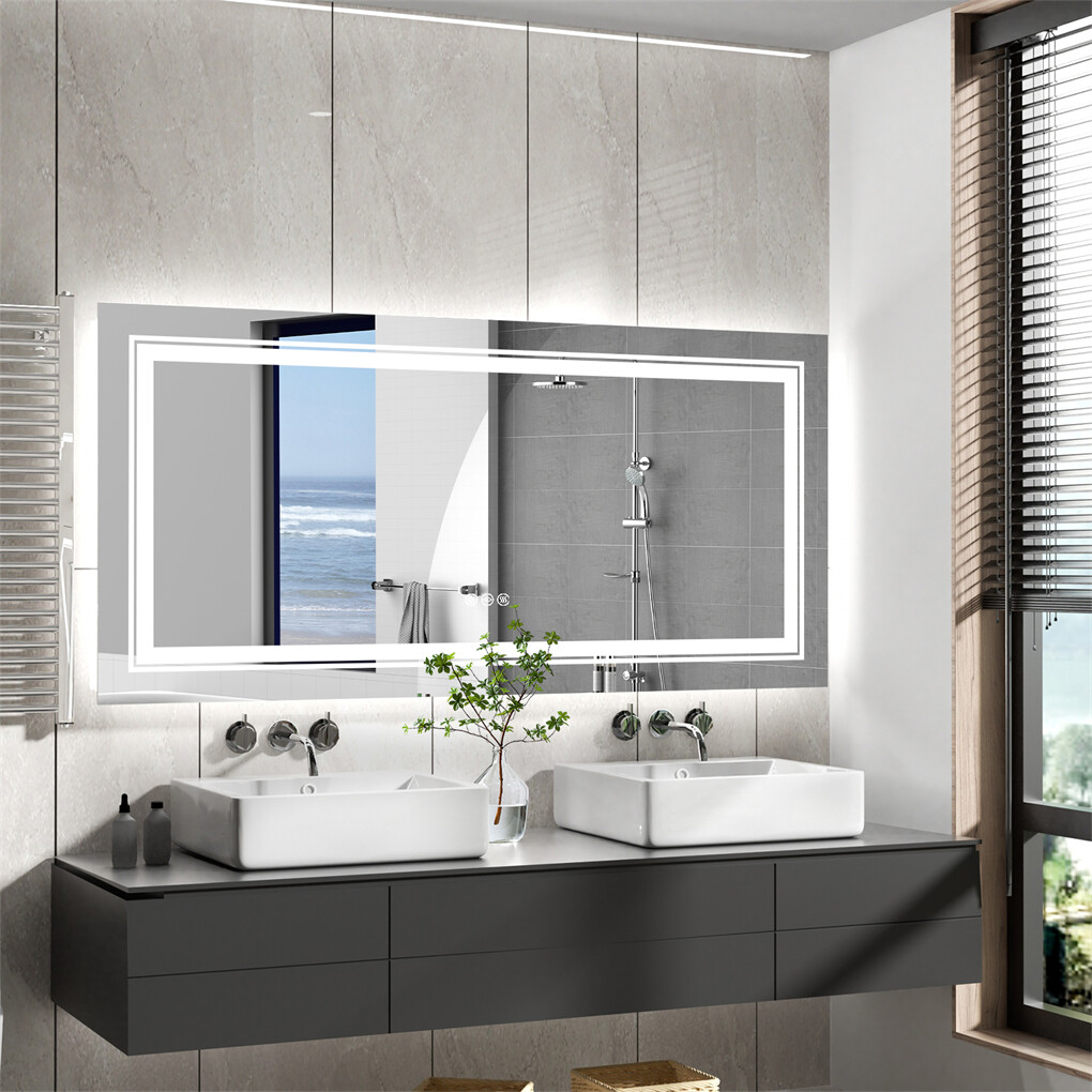 1500mm Jumbo LED Illuminated Bathroom Mirror Defog HD Vanity Mirror ...