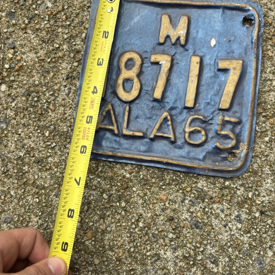 VINTAGE ALABAMA MOTORCYCLE LICENSE PLATE 1965 M18717 Repainted | eBay