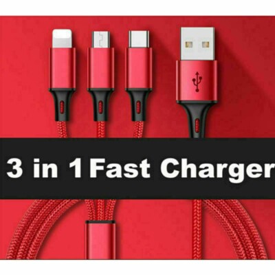 3 in 1 Fast USB Charging Cable Universal Multi Function Cell Phone ...