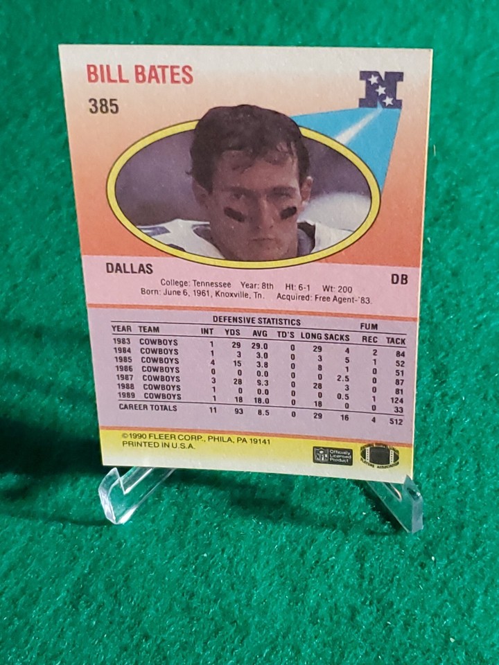 1990 Fleer #385 Bill Bates Dallas Cowboys | eBay