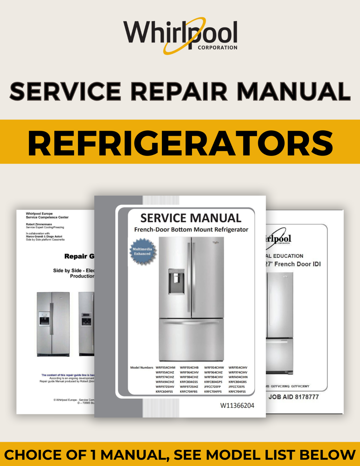Service Repair Manual: Whirlpool Refrigerators (Choice of 1 manual) | eBay