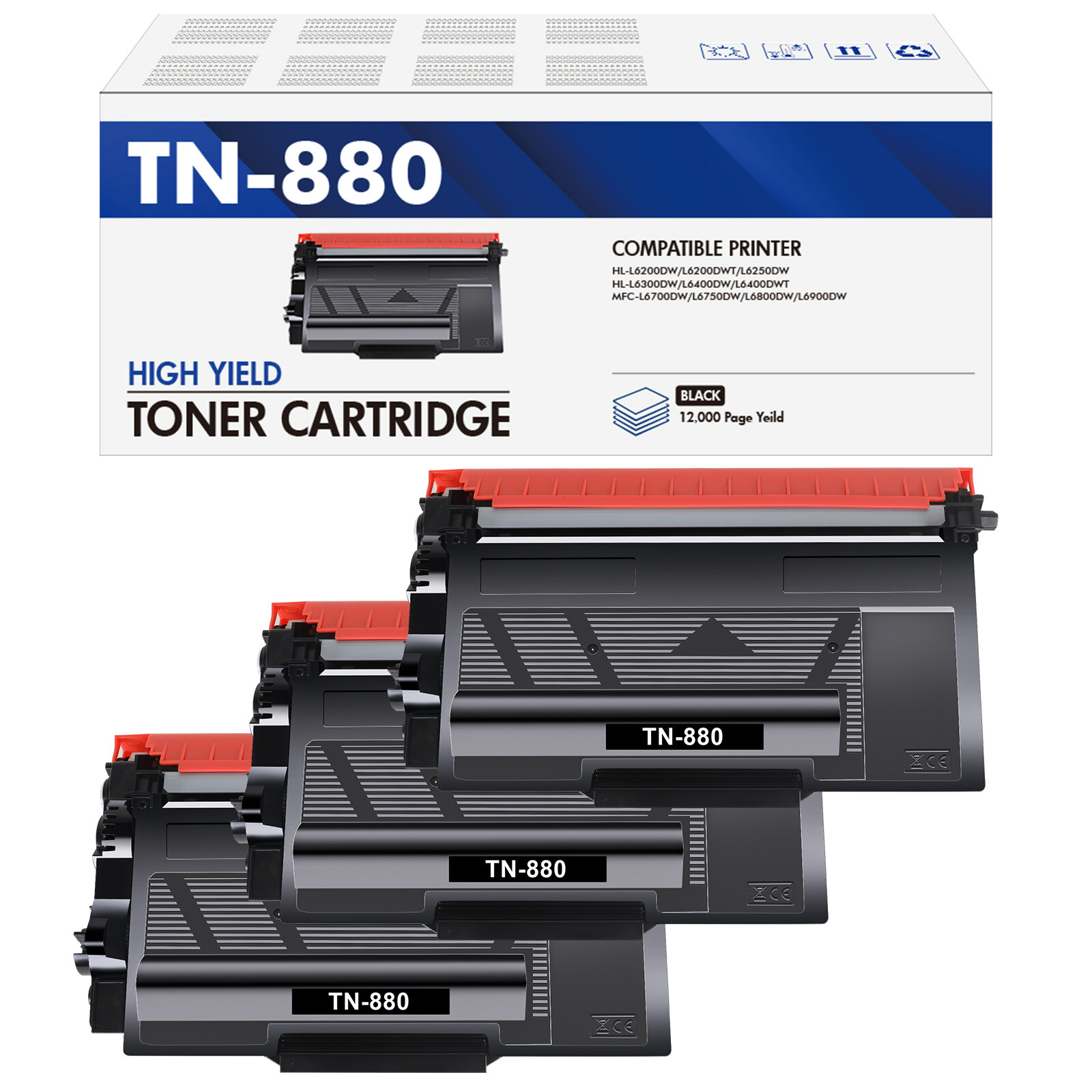 TN880 Black Toner DR820 Drum Compatible With Brother HL-L6200DW MFC ...