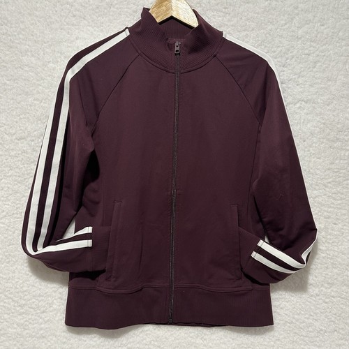 ATHLETA Women’s Circa Track Purple Arm Stripes Zip Pockets Mock Neck ...