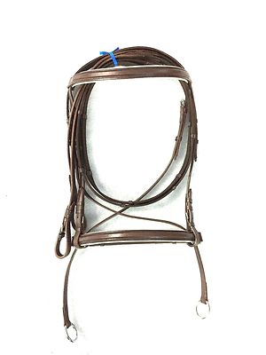 New Leather CrossOver Bitless Bridle Brown and White Full Size FREE ...