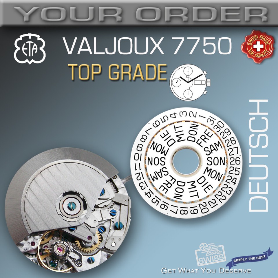 MOVEMENT ETA VALJOUX 7750, AUTOMATIC, TOP GRADE, CDG ROTOR | eBay