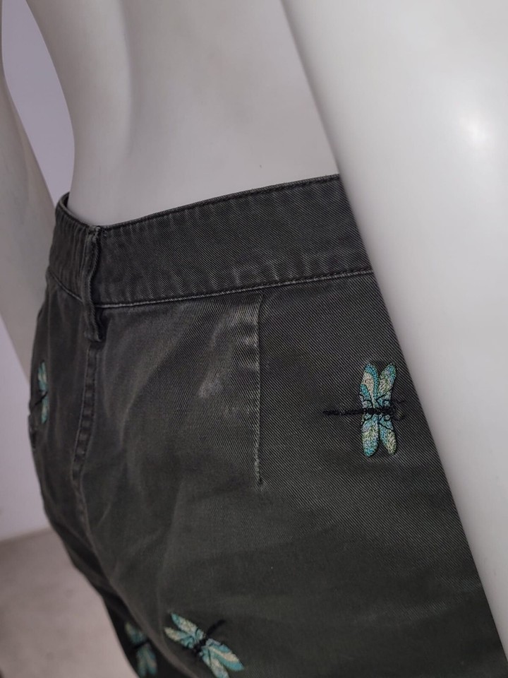 YMC You Must Create Green Trousers UK 6 EU 34 Insect Dragon Fly Bug ...