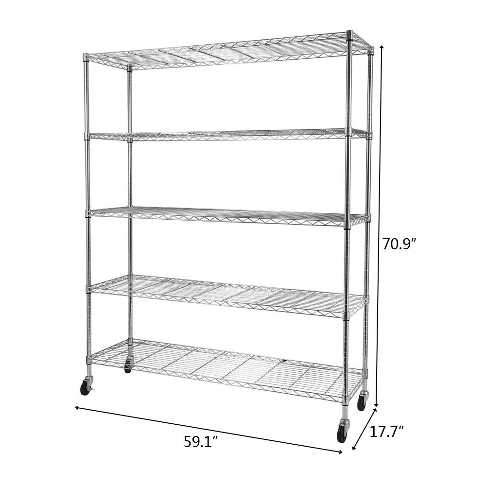 5 Tier Heavy Duty Large Wire Shelving Unit NSF Metal Shelf Rack ...