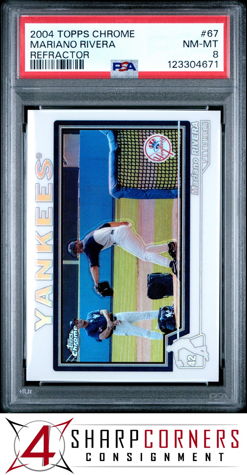 2004 TOPPS CHROME REFRACTOR #67 MARIANO RIVERA YANKEES HOF POP 2 PSA 8 ...