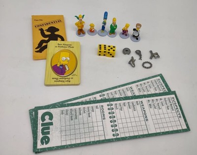 Simpsons Clue Game Replacement Parts Tokens Dice Weapons Cards Score ...
