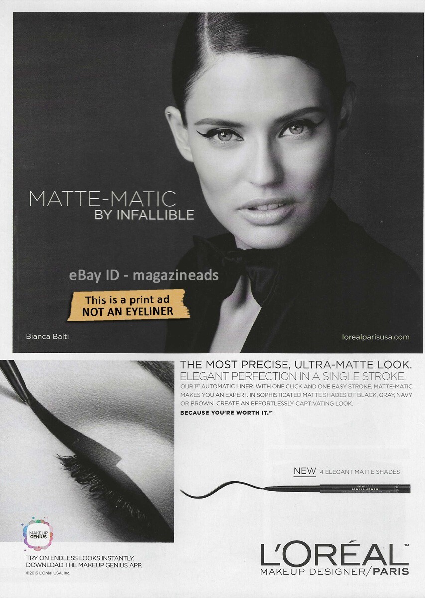 L'OREAL Cosmetics 1-Page PRINT AD 2016 BEAUTIFUL WOMAN eyes face BIANCA ...