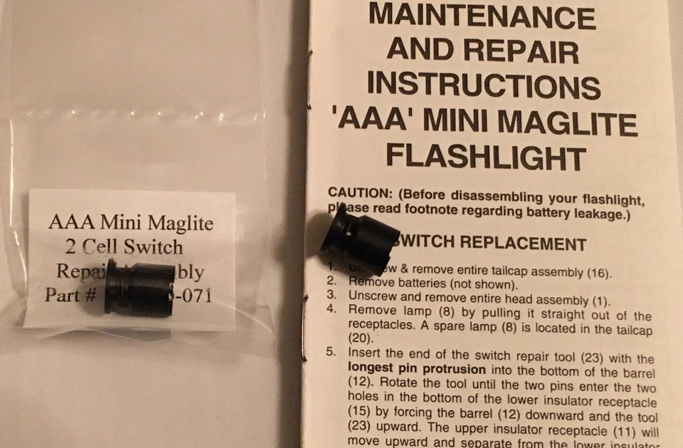 AAA 2 Cell Mini Maglite Repair Switch Assembly Part # 108-000-071 | eBay