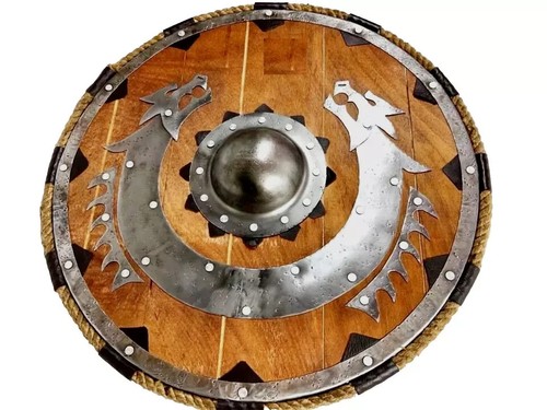 Medieval Round Shield Viking Rope Shield Dragon Battle Design Shield ...