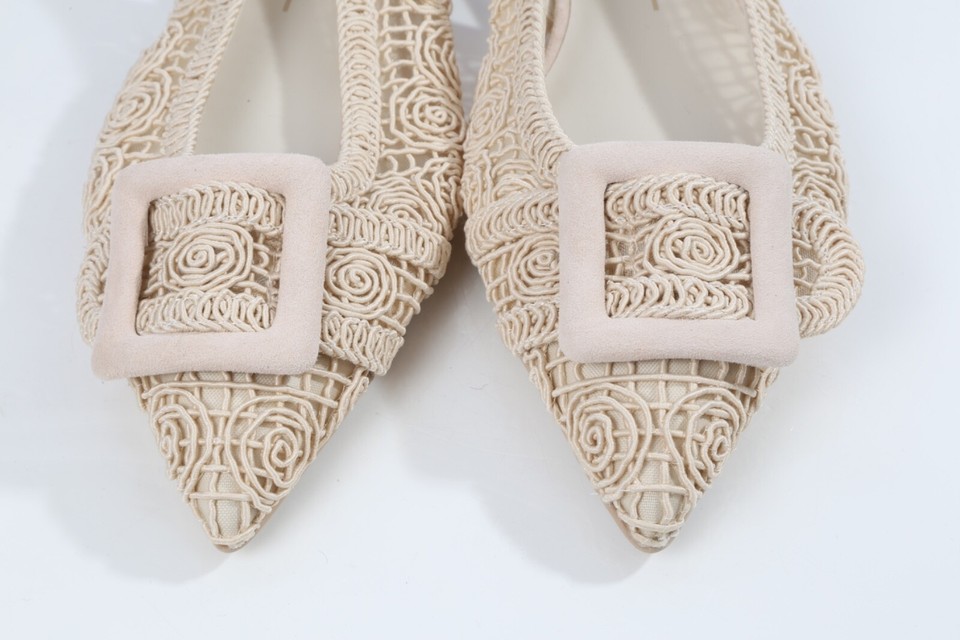 Dolce Vita Cream Macrame Pauley Pointed Toe Slingback Flats Size 10 | eBay