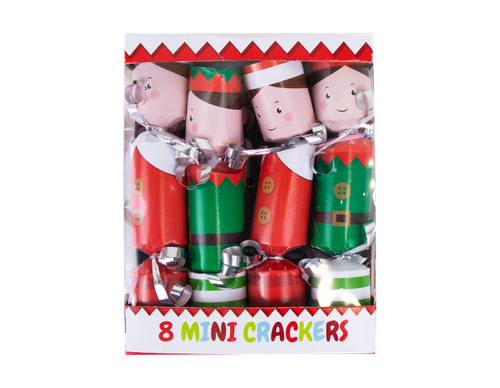 24x Mini Christmas Crackers Saucer Breakfast Xmas Dinner Bow Elf Elves ...