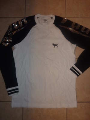 VICTORIAS SECRET PINK BLING BLING CURSIVE "PINK" LONG SLEEVE DOG ...