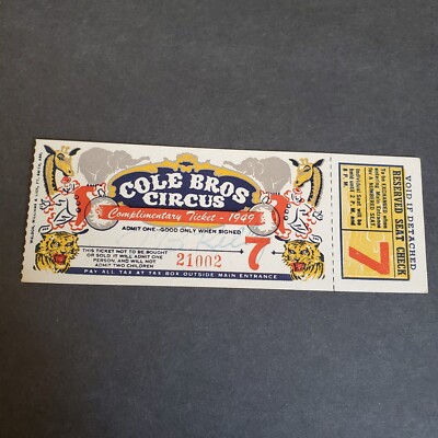 COLE BROS CIRCUS TICKET 1949 SIGNED | eBay