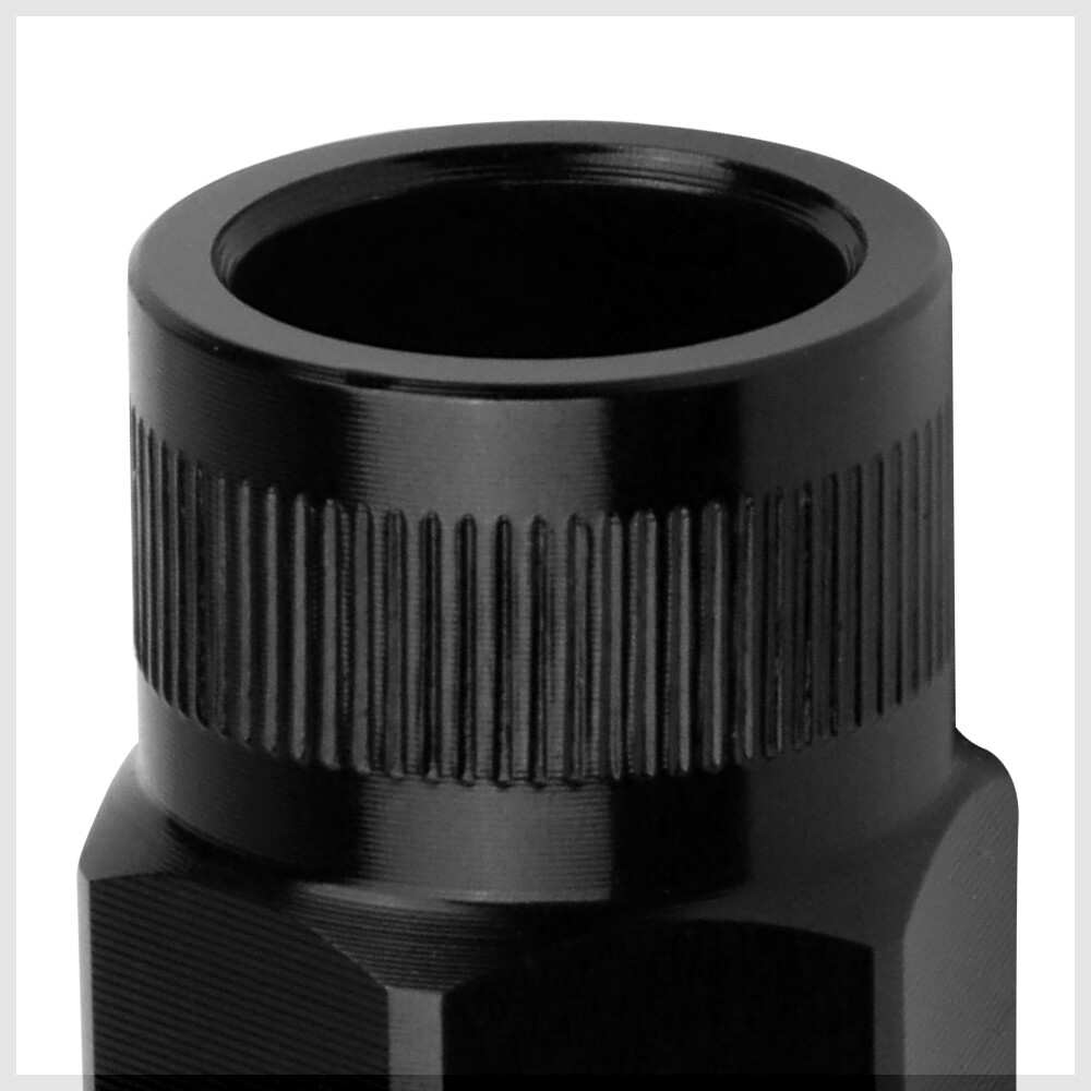 20x 12mmx1.25{OPEN END KNURLED TOP}Black 44mm Tuner Wheel Rim Lug Nut w ...