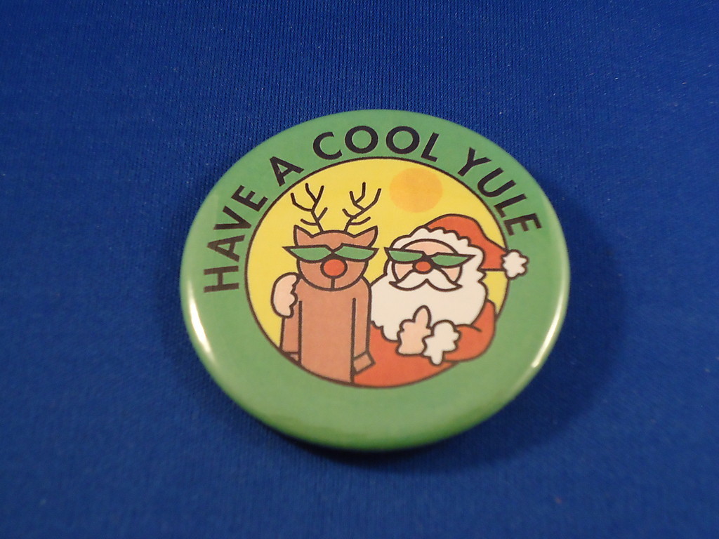 "HAVE A COOL YULE" Lot of 5 BUTTONS pins pinbacks 2 1/4" badge ...