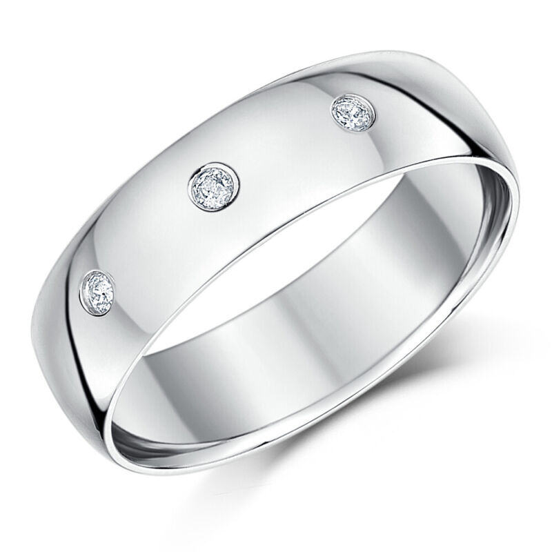 Lui e Lei 9ct Oro Bianco Diamante Set Anello 3&6mm Corte a Forma Di UK ...