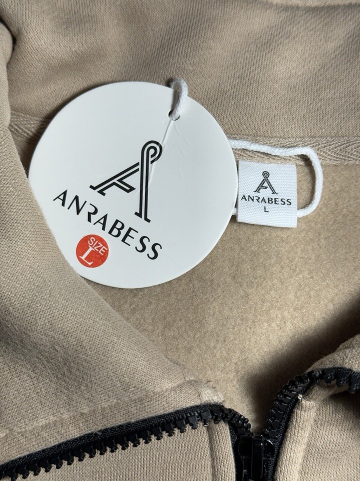 ANRABESS Women L Beige sweatshirt 1/4 Zip. NEW with tags | eBay