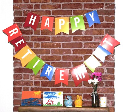 Happy Retirement Bunting Banner Garland Birthday Party Decoration Multi ...