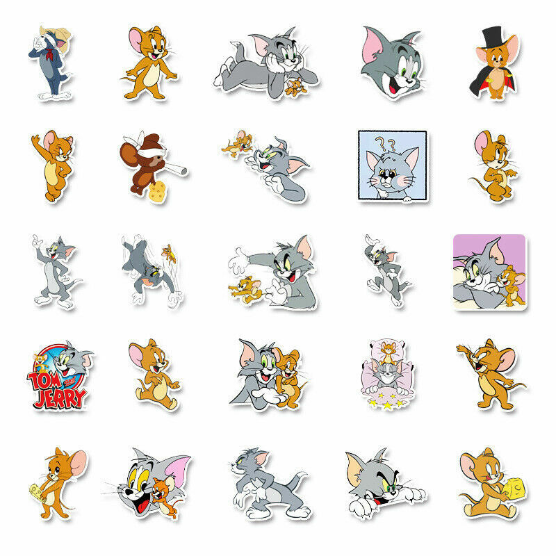 50 Cartoon Tom and Jerry Graffiti Sticker Luggage Suitcase Waterproof ...