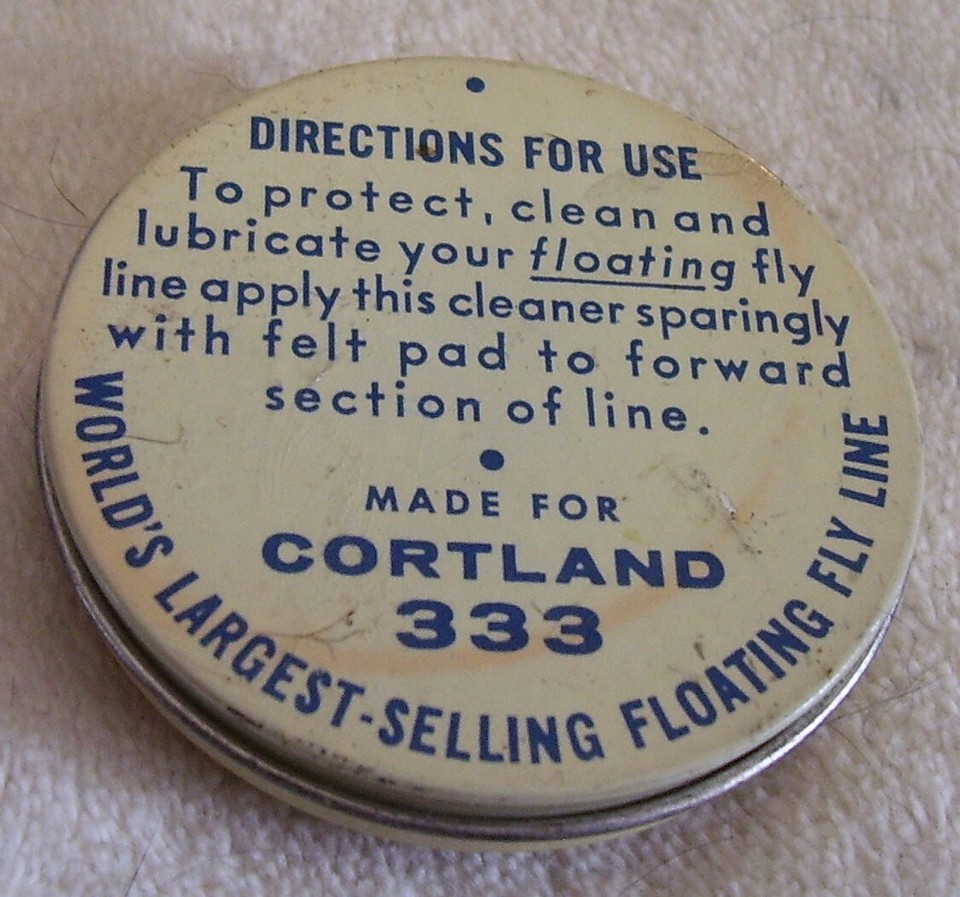 NICE VINTAGE CORTLAND 333 FLY LINE CLEANER 04/16/19POT ADVERTISING TIN ...
