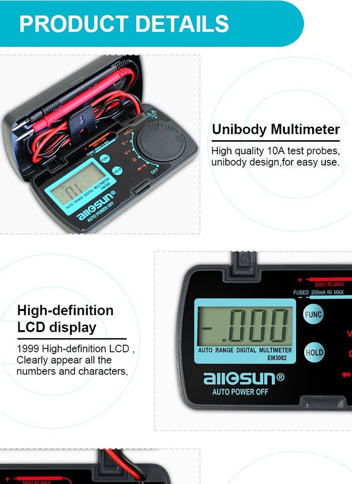 Digital Multimeter LCD Voltmeter Ammeter Ohmmeter Volt AC DC Tester ...