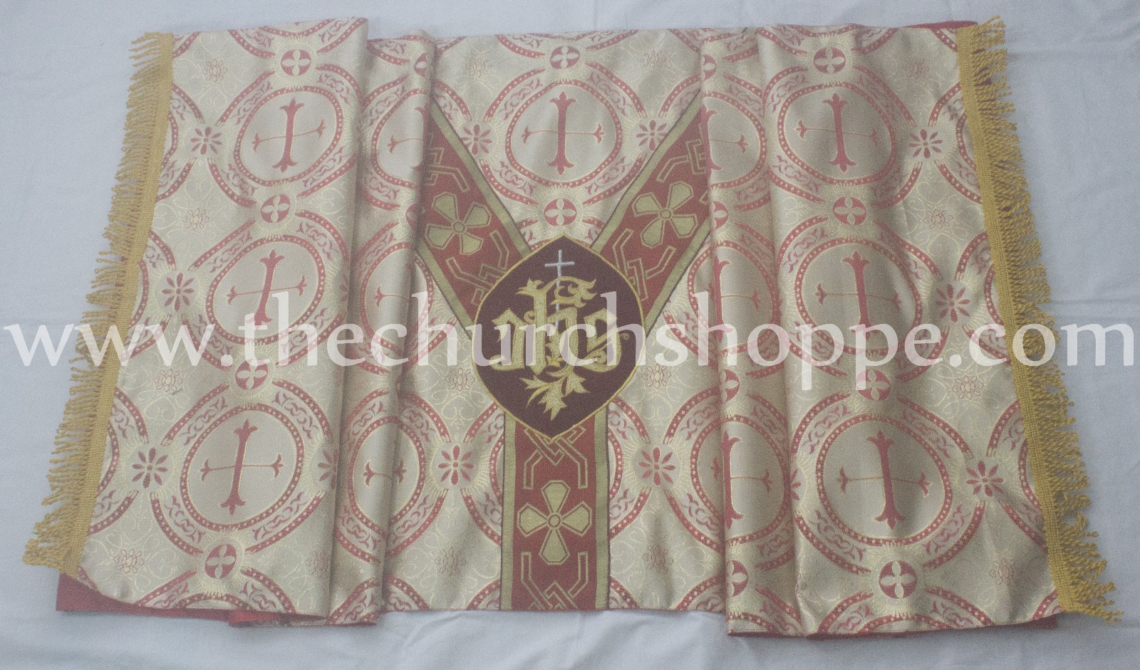 Metallic Red Humeral Veil with IHSI embroidery,voile huméral,velo ...