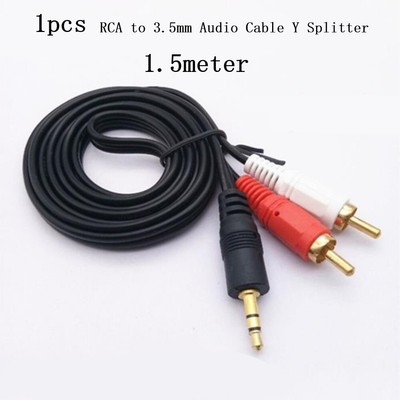 to 3 5mm Aux Mini Headphones Cable Dual Phono Audio Cable 1 5m Long ...