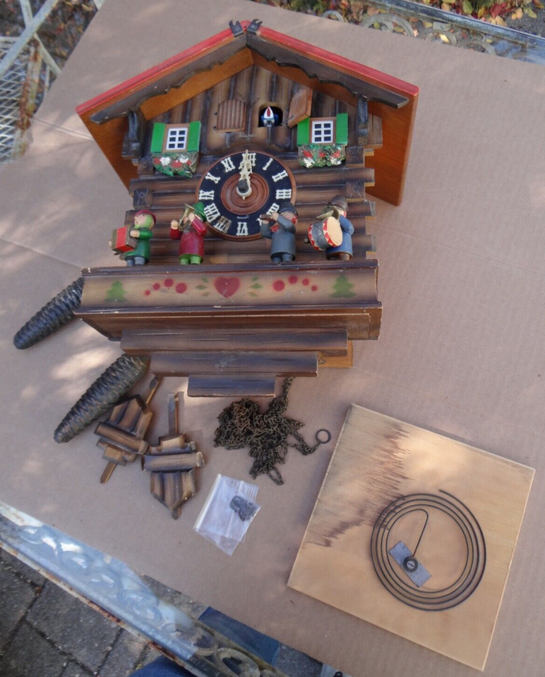 Antique Cuckoo Clock Germany Kuckuck Swalzer Kunec Bros. Musical Band ...