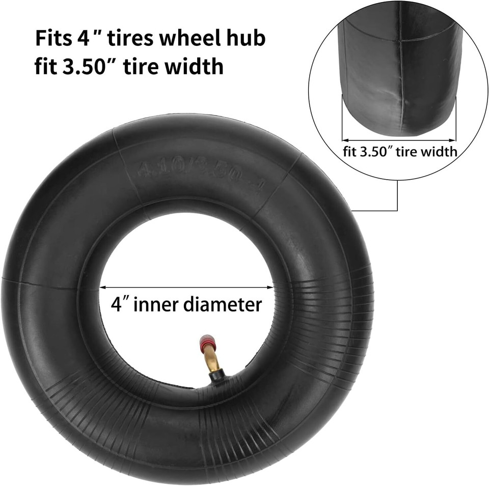 2 Heavy Duty 4.10 / 3.50-4 Inner Tube TR87 Valve 4.10-4 11X4.00-4 3.50 ...