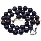 Galaxy Blue Sandstone Round Gems Beaded Jewelry Necklace 8/10/12/14mm ...