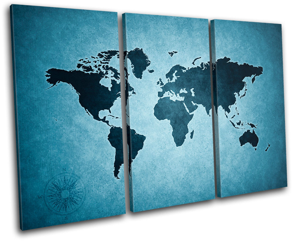 World Atlas Funky Maps Flags TREBLE CANVAS WALL ART Picture Print VA | eBay