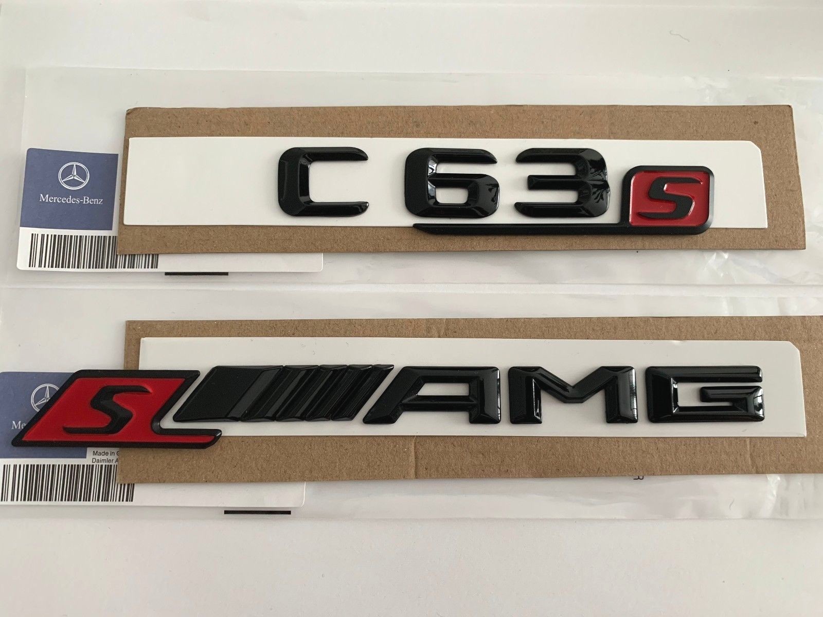 C63 S Gloss Black Boot Trunk Badge Combo Sticker for Benz C63S S AMG ...