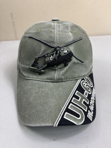 Blackhawk Helicopter Hat UH-60 Baseball Cap Strap-back Green Military ...