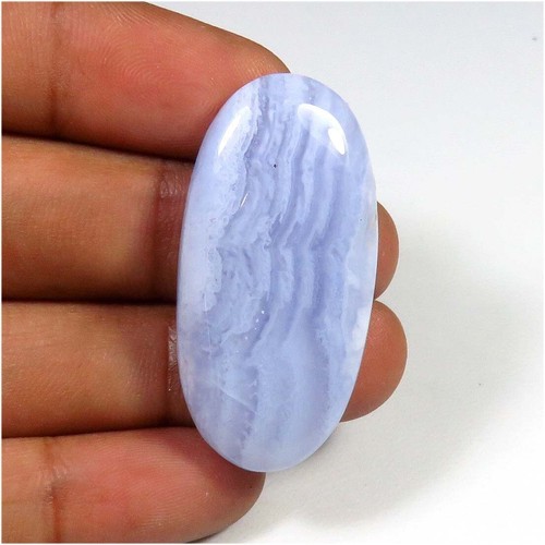 Natural Blue Lace Agate Cabochon 32x18 mm Oval Shape Smooth Polished ...