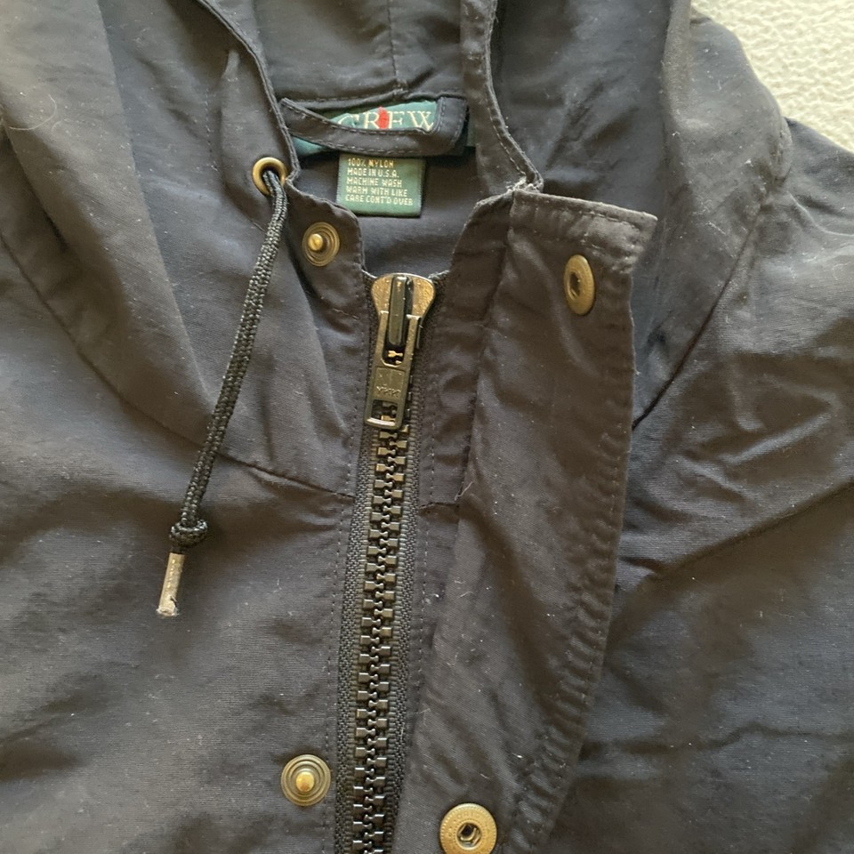 J.CREW Oarsman Men's Black Anorak Pullover Jacket Hooded 1/2 Zip Made ...