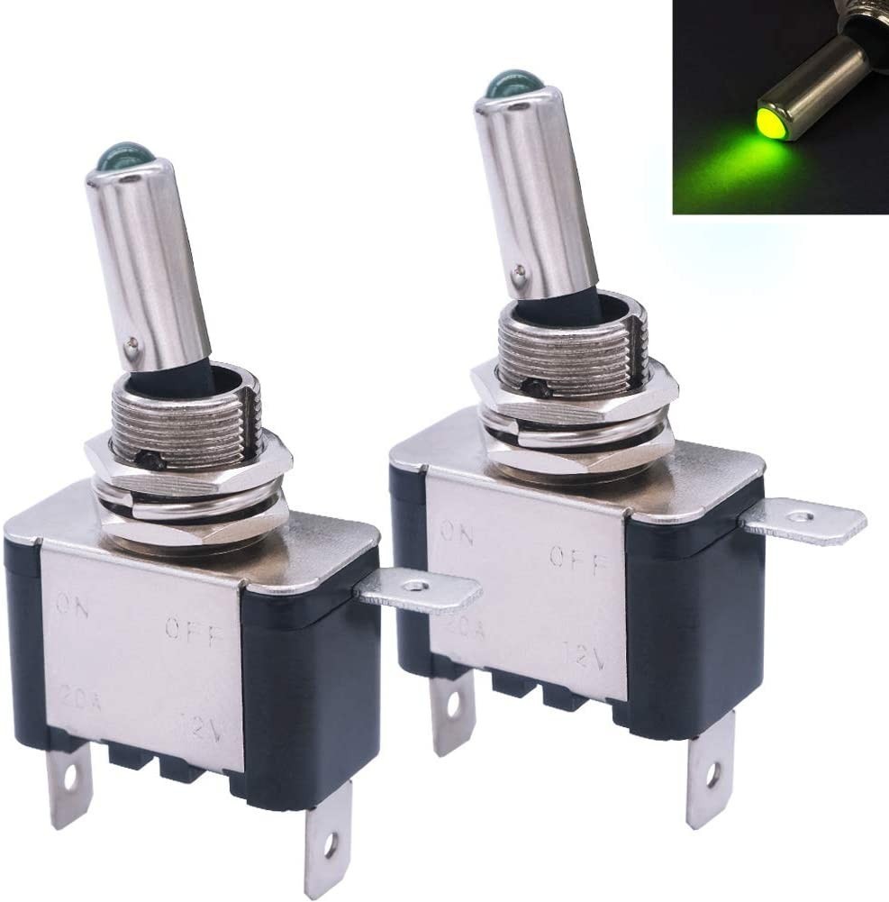 Car Dash Flick Switch with LED Bulb 20A 12V Blue/Red/Green/Yellow/White ...