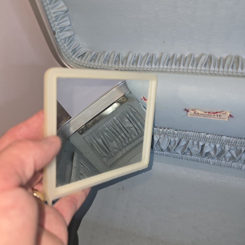 Vtg 1960s Samsonite Silhouette Train Case Blue Cosmetic Luggage ...