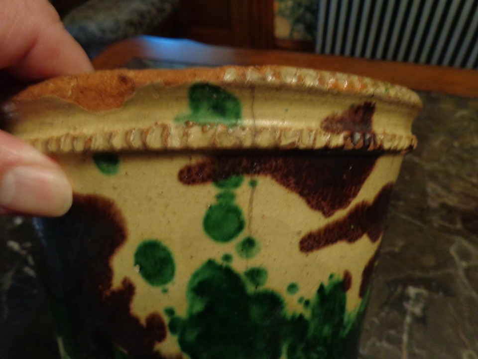 Very Rare Antique Shenandoah Valley Redware Pottery Polychrome Glazed ...